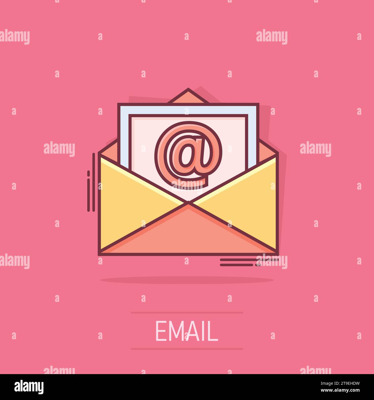 Vector cartoon mail envelope icon in comic style. Email sign ...