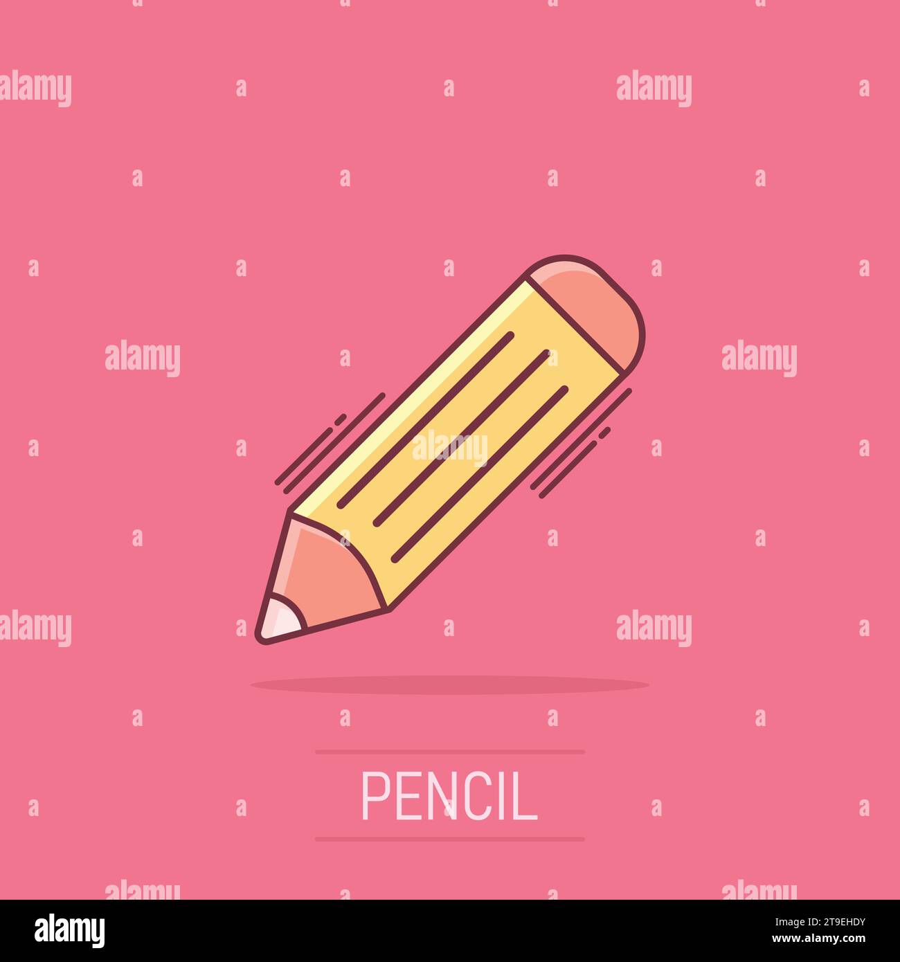 Vector cartoon pencil icon in comic style. Pen sign illustration ...
