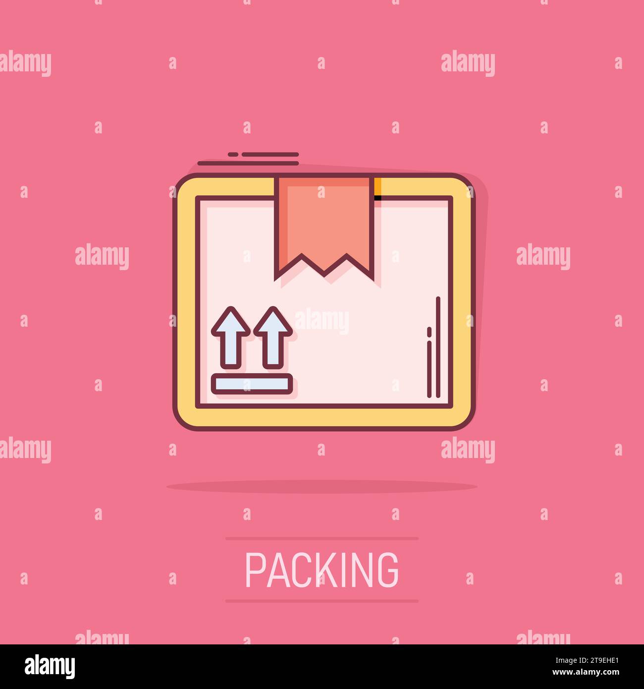 Vector cartoon packaging box icon in comic style. Shipping pack sign ...