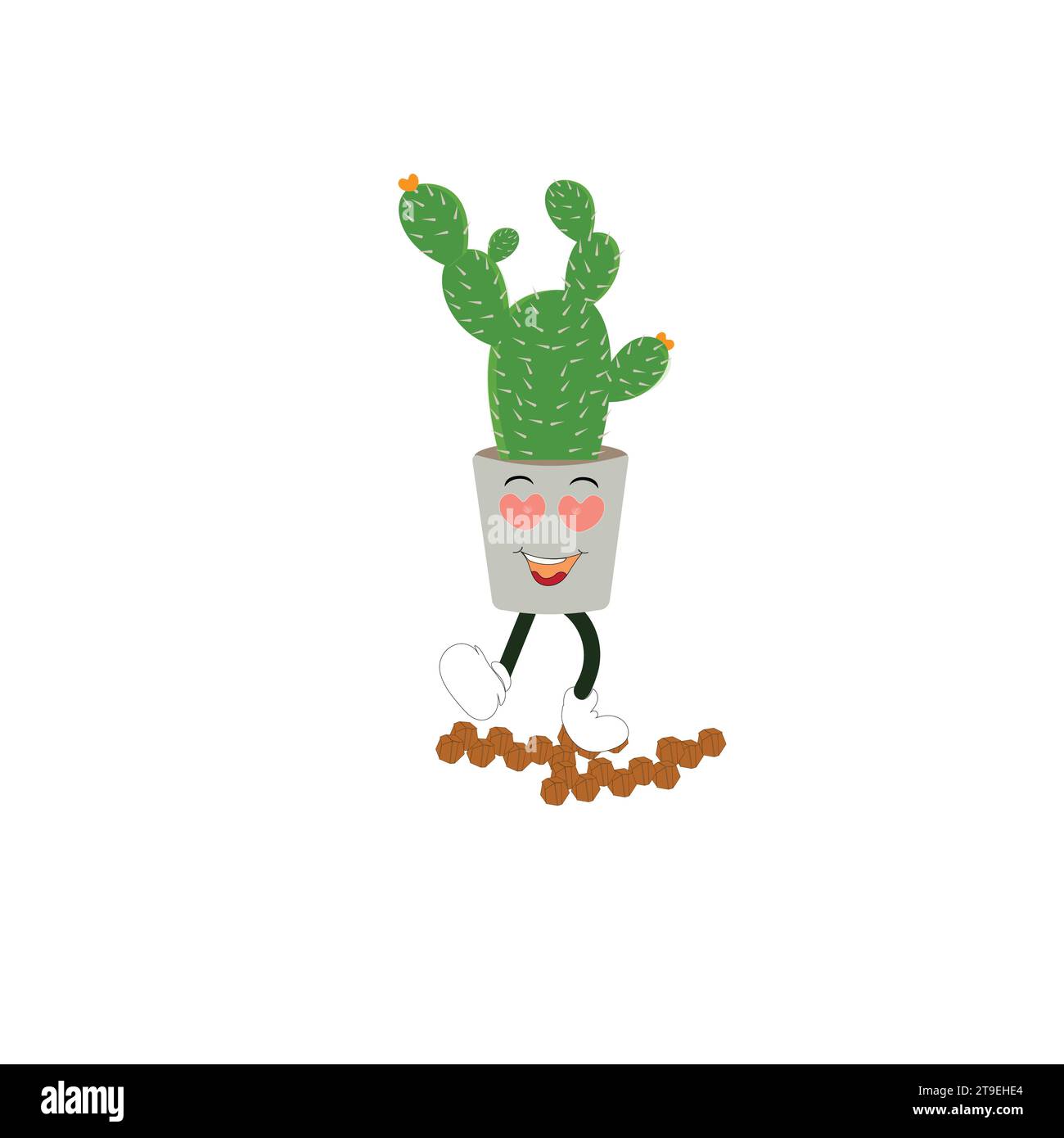 Cactus character. Vector illustration. Vector color sticker for teen ...