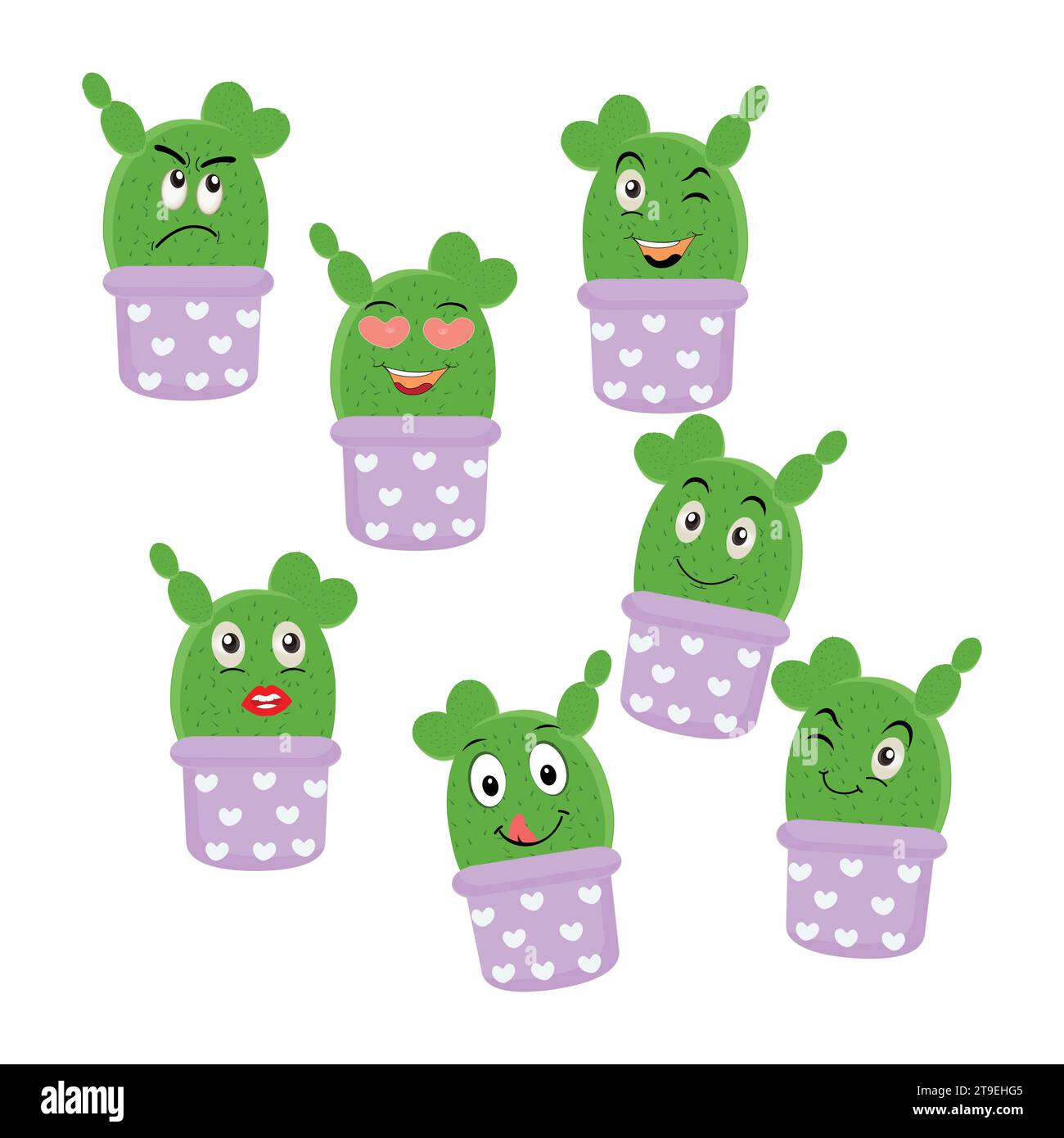 Cactus character. Vector illustration. Vector color sticker for teen ...