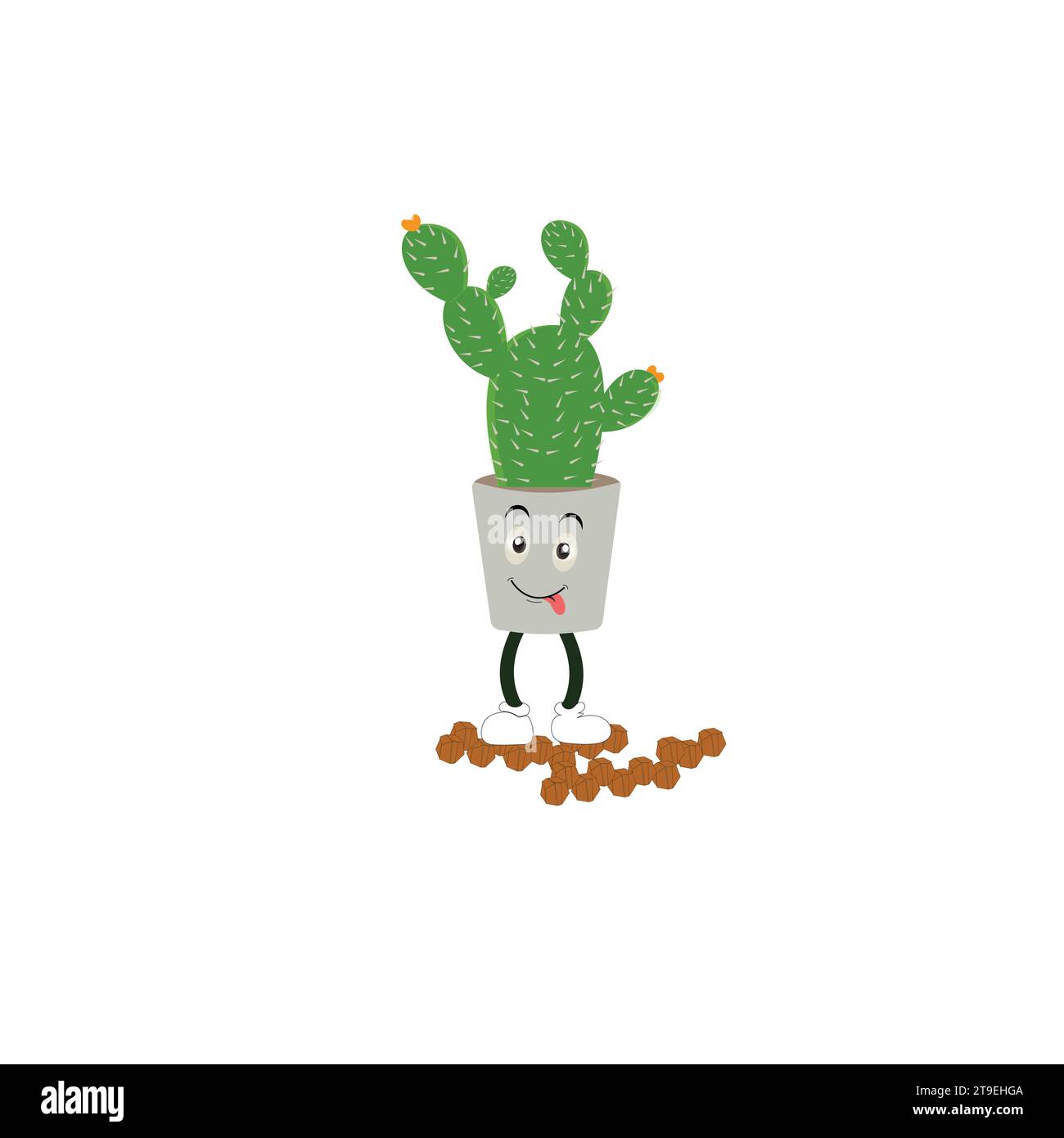 Cactus character. Vector illustration. Vector color sticker for teen ...