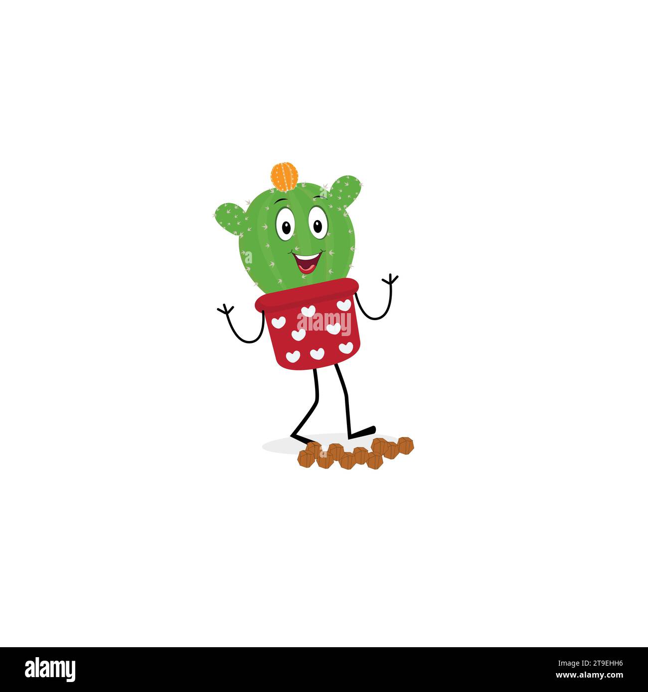 Cactus character. Vector illustration. Vector color sticker for teen ...