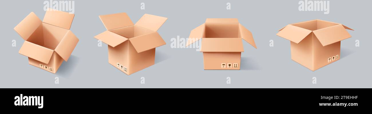 Beige open carton box Stock Vector Images - Alamy