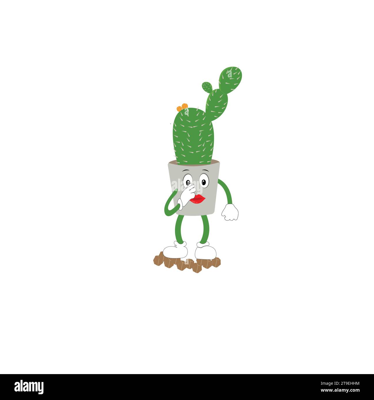 Cactus character. Vector illustration. Vector color sticker for teen ...