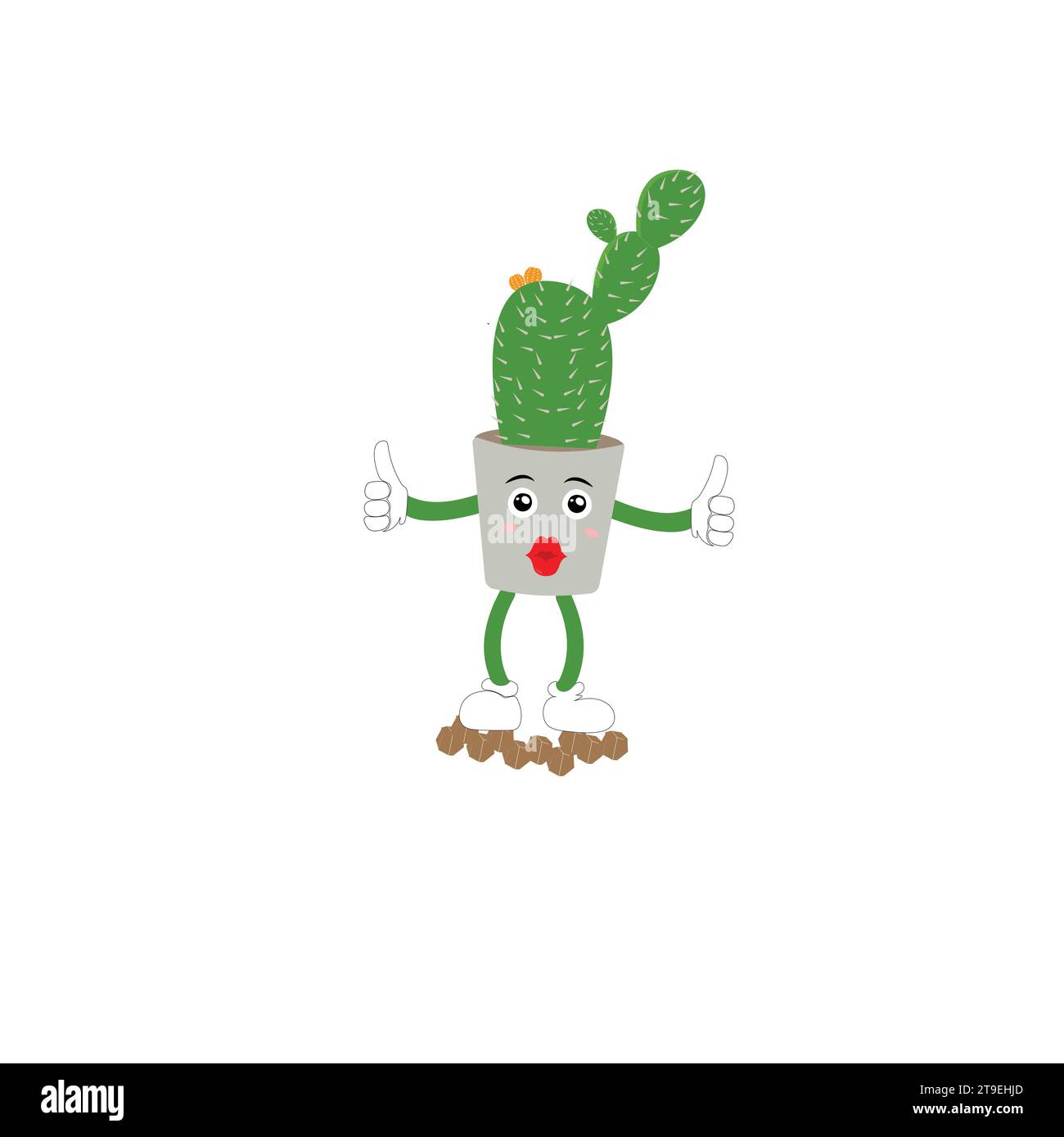 Cactus character. Vector illustration. Vector color sticker for teen ...
