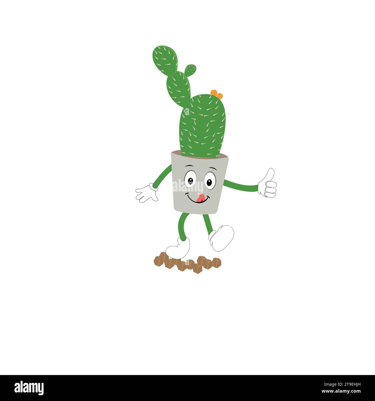 Cactus character. Vector illustration. Vector color sticker for teen ...