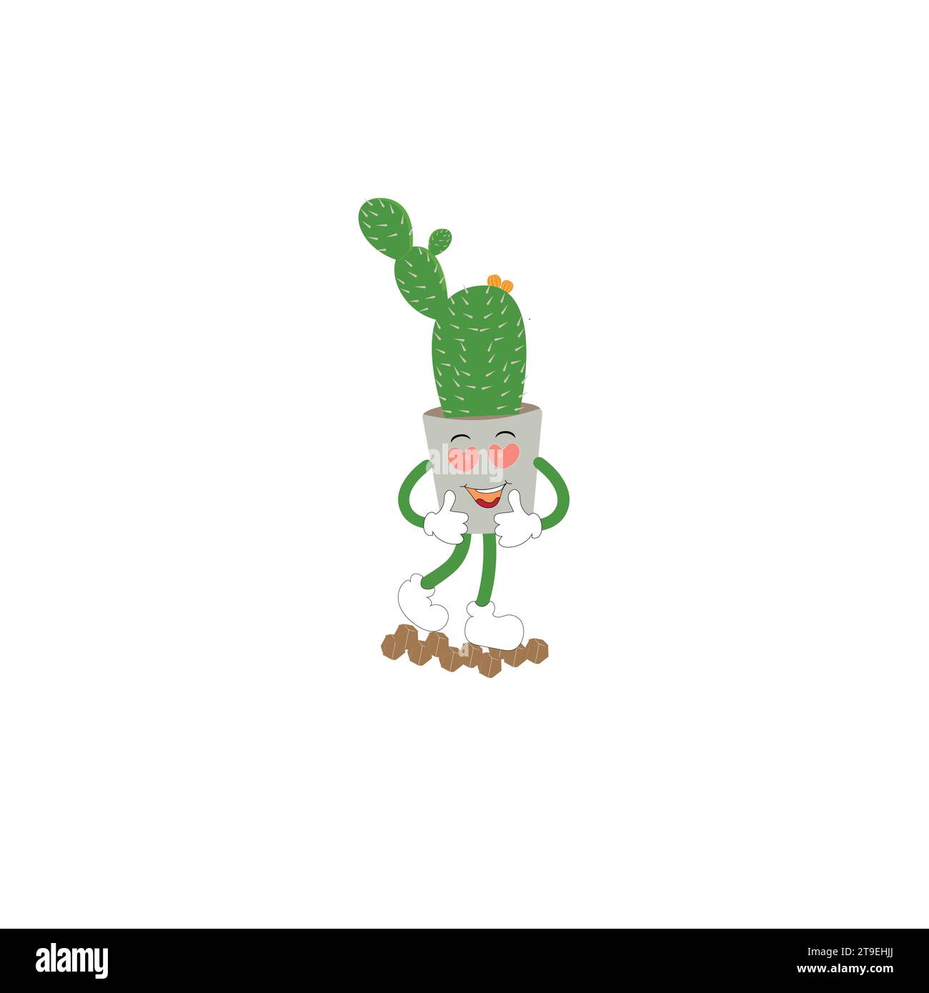 Cactus character. Vector illustration. Vector color sticker for teen ...
