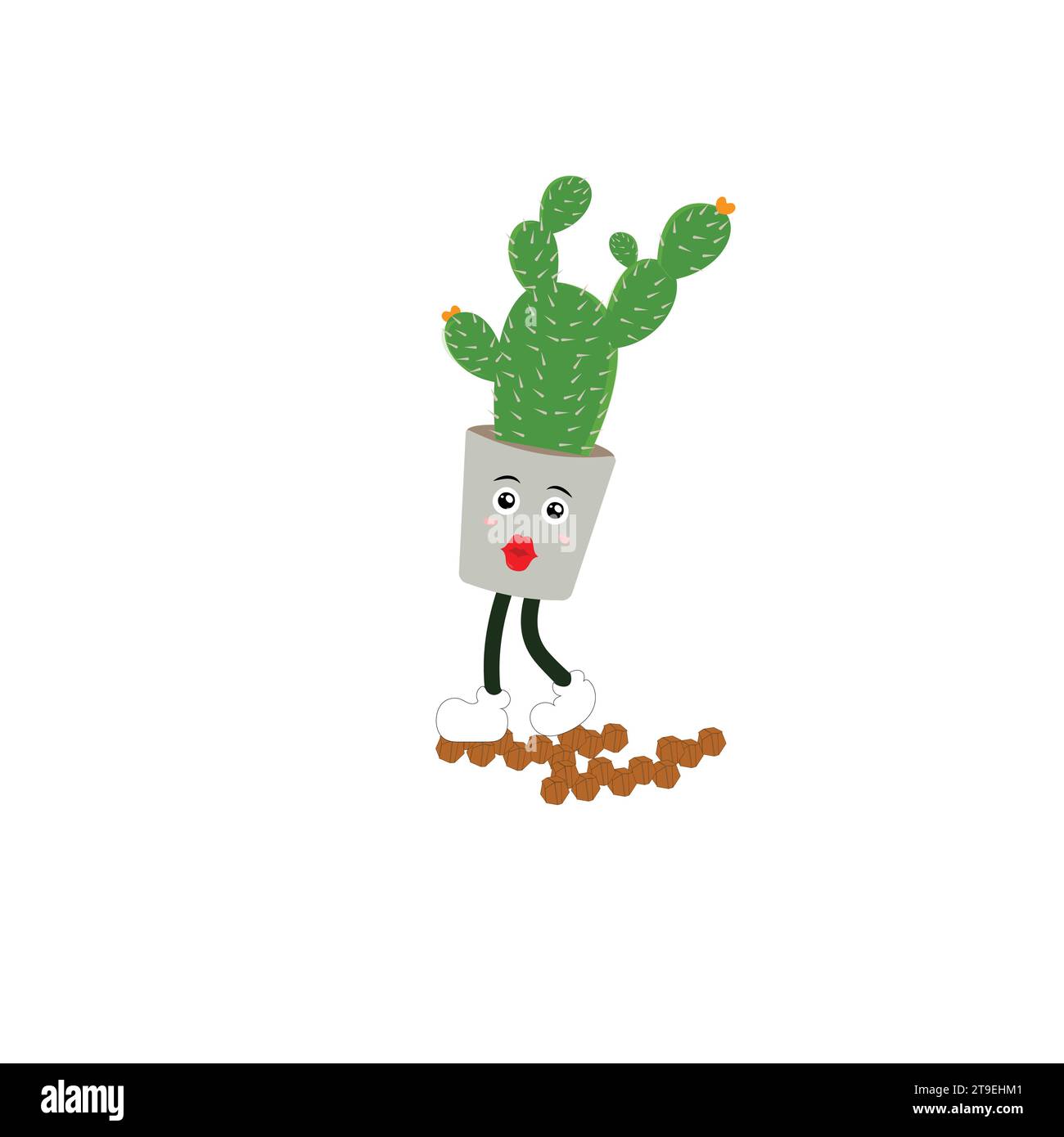 Cactus character. Vector illustration. Vector color sticker for teen ...