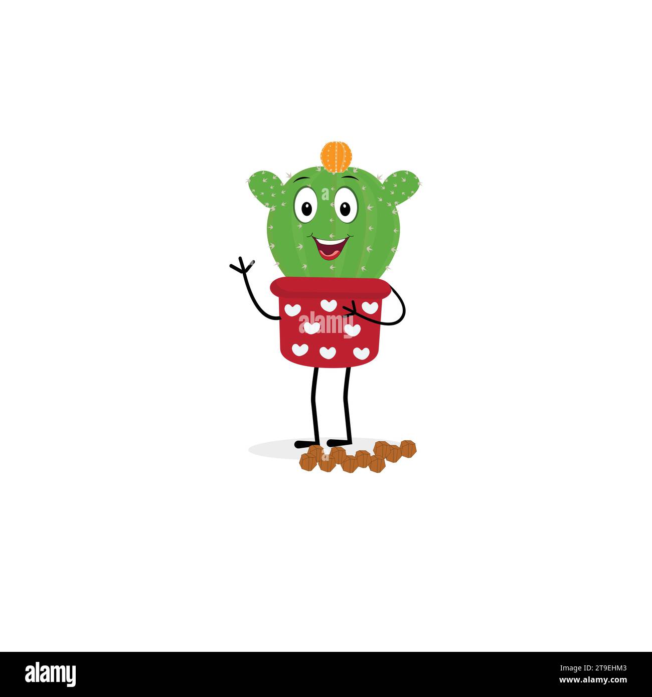 Cactus character. Vector illustration. Vector color sticker for teen ...