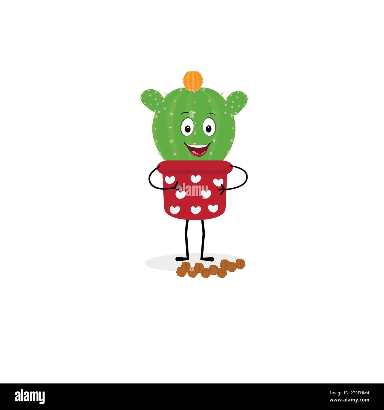 Cactus character. Vector illustration. Vector color sticker for teen ...