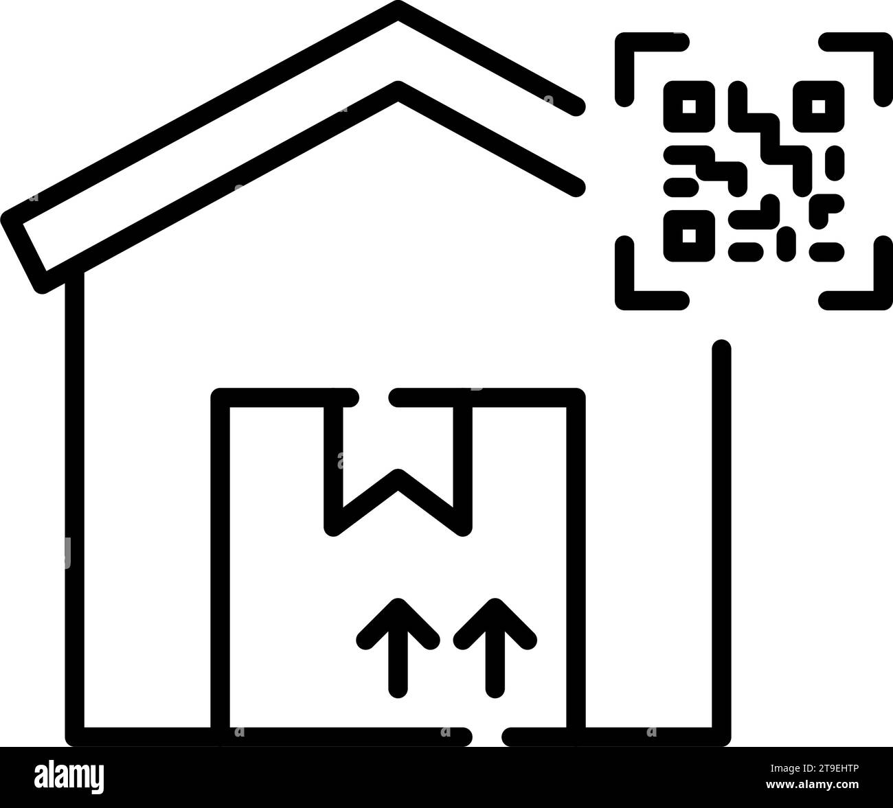 Qr code on warehouse. Contactless parcel tracking services. Pixel ...