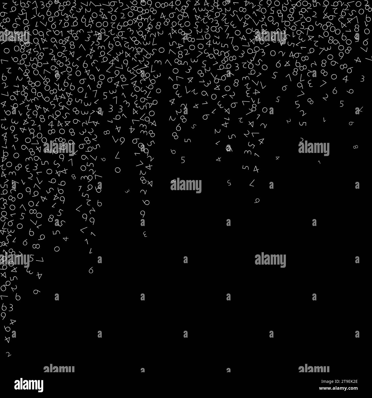 Falling numbers, big data concept. Binary white disorderly flying ...