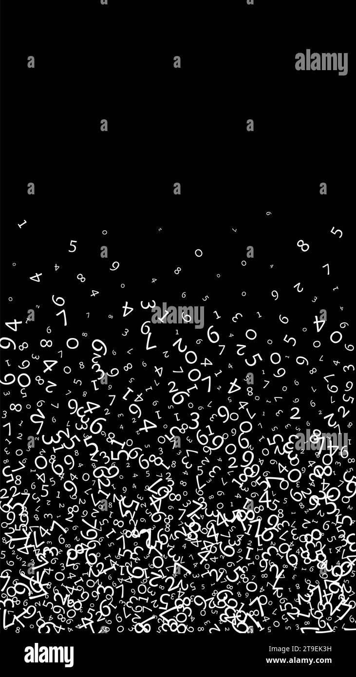 Falling numbers, big data concept. Binary white messy flying digits ...