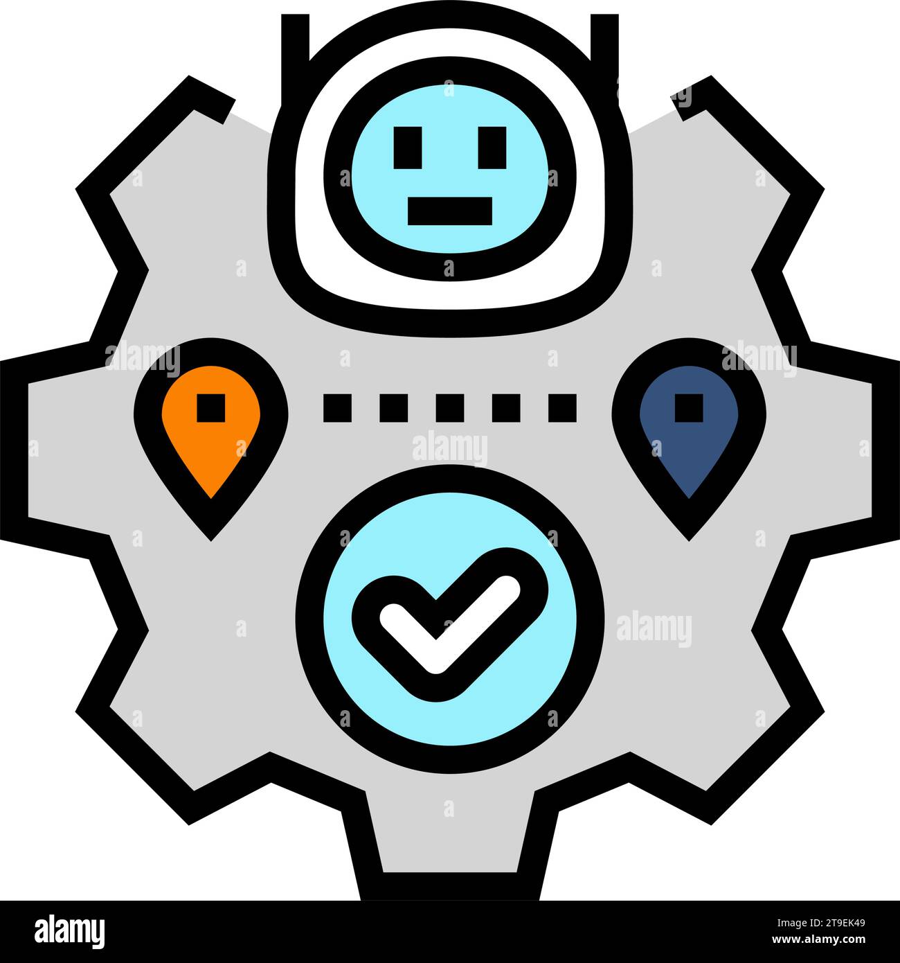 route optimization autonomous delivery color icon vector illustration ...