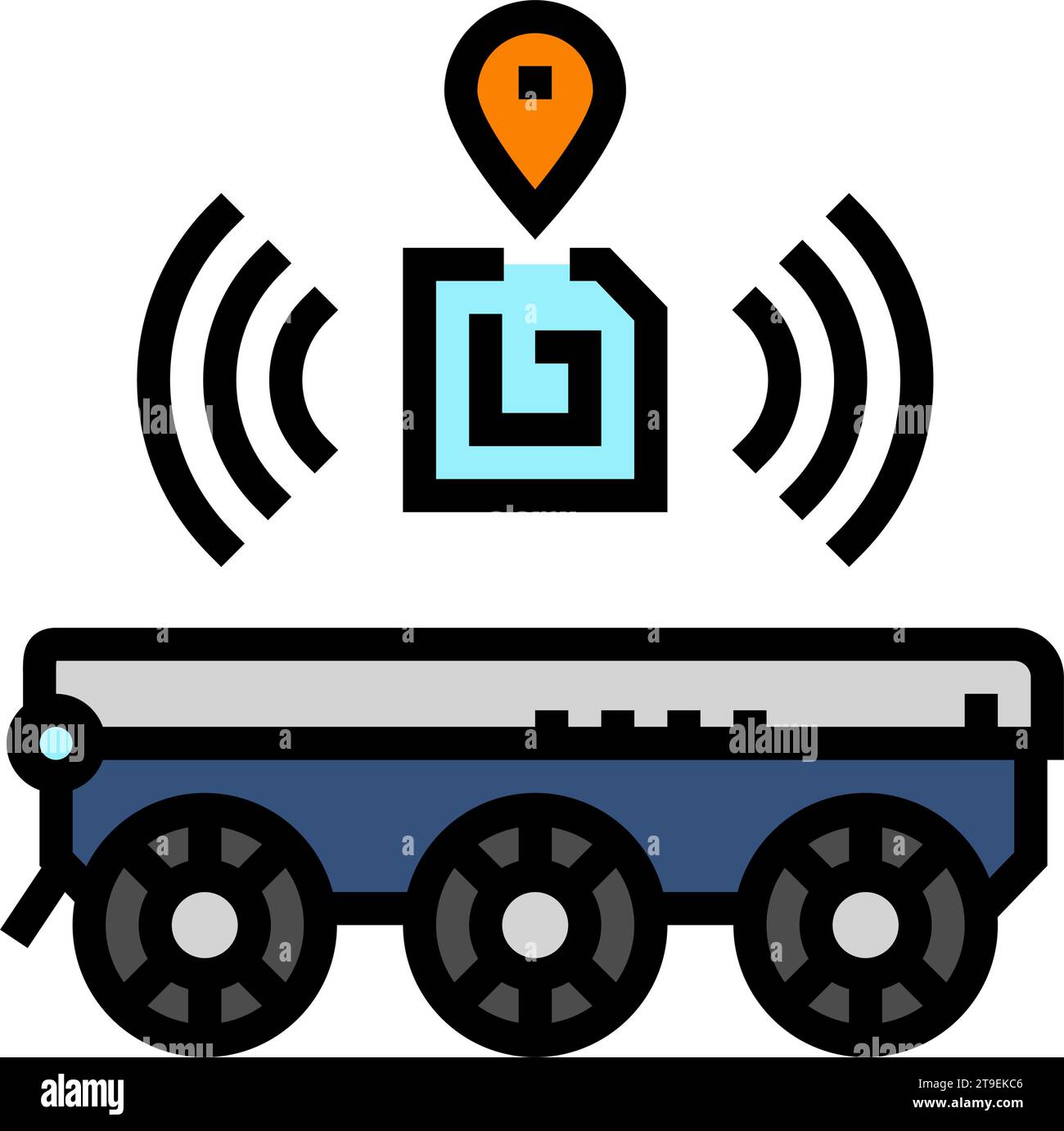 rfid tracking autonomous delivery color icon vector illustration Stock ...