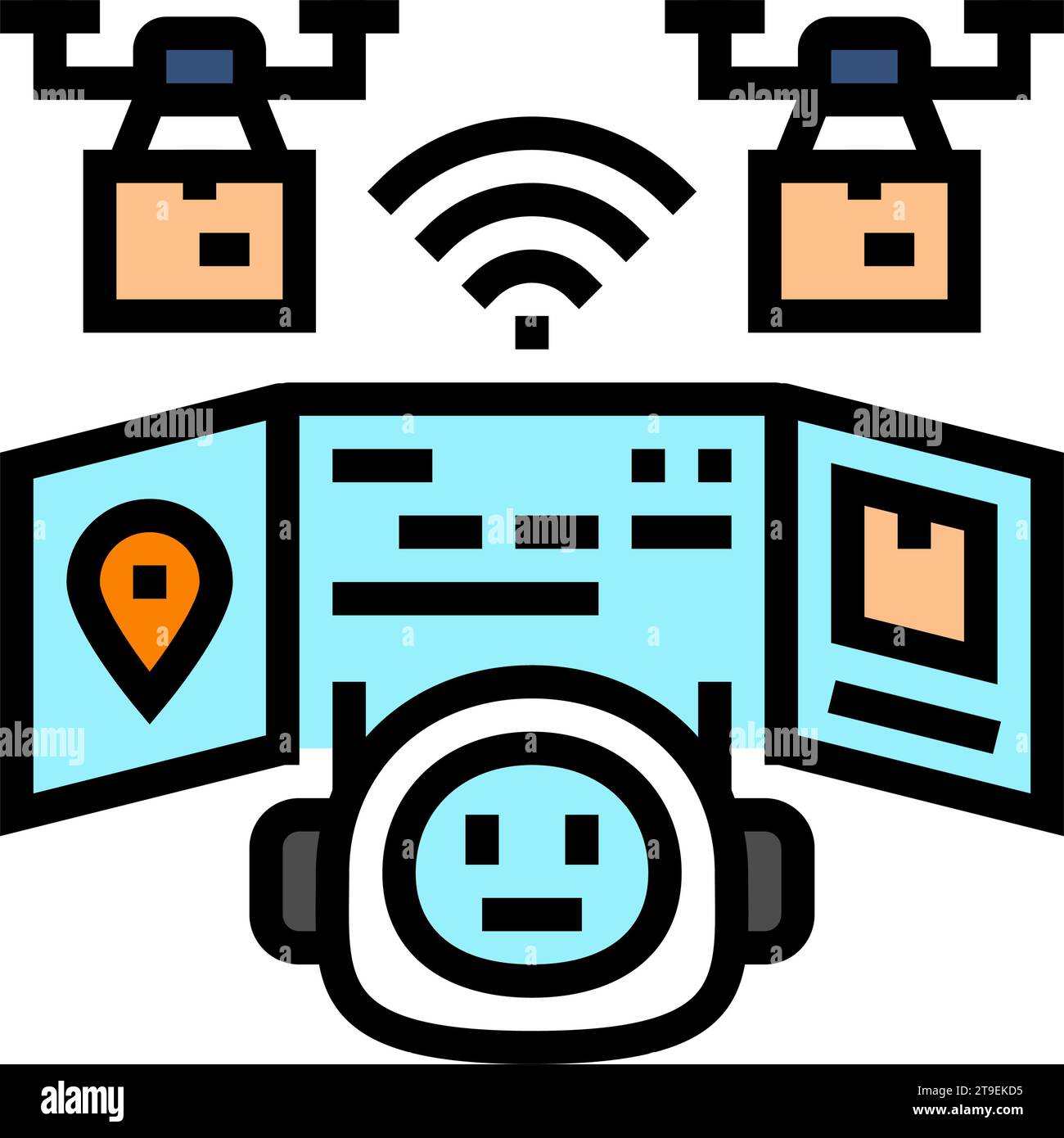 remote monitoring autonomous delivery color icon vector illustration ...