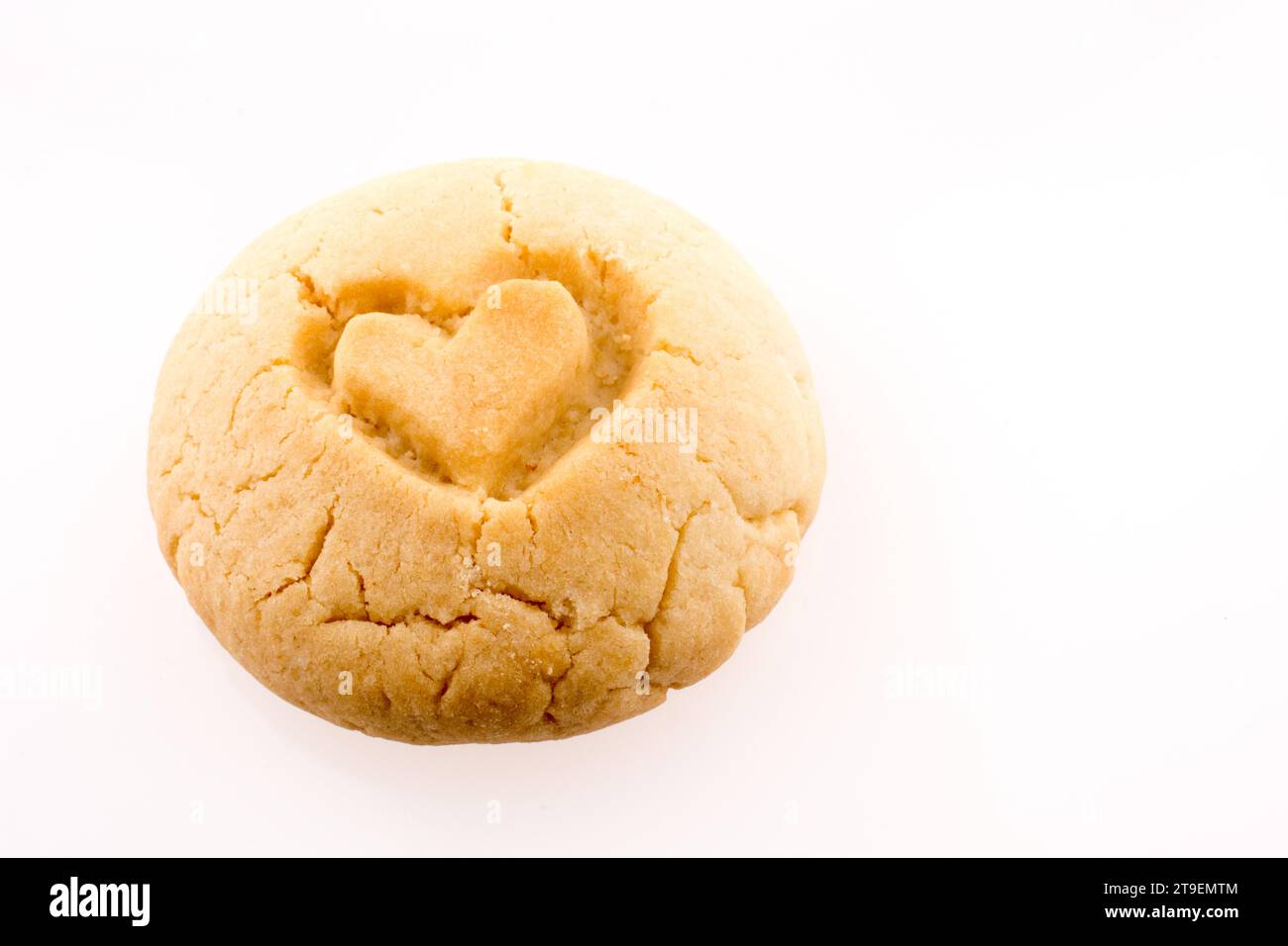 Light brown cookie with a pattern on a white background Stock Photo - Alamy