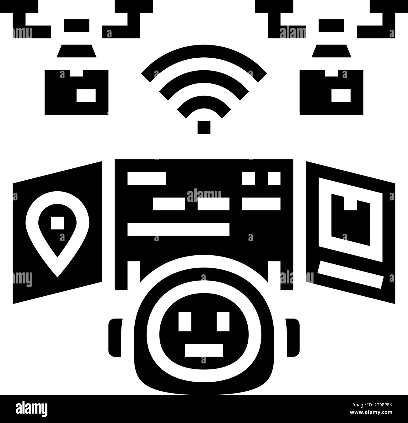 remote monitoring autonomous delivery glyph icon vector illustration ...