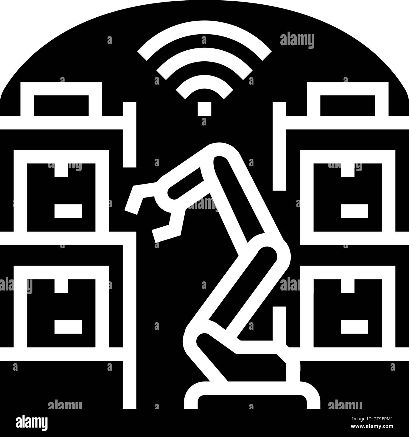 automated warehouse autonomous delivery glyph icon vector illustration ...