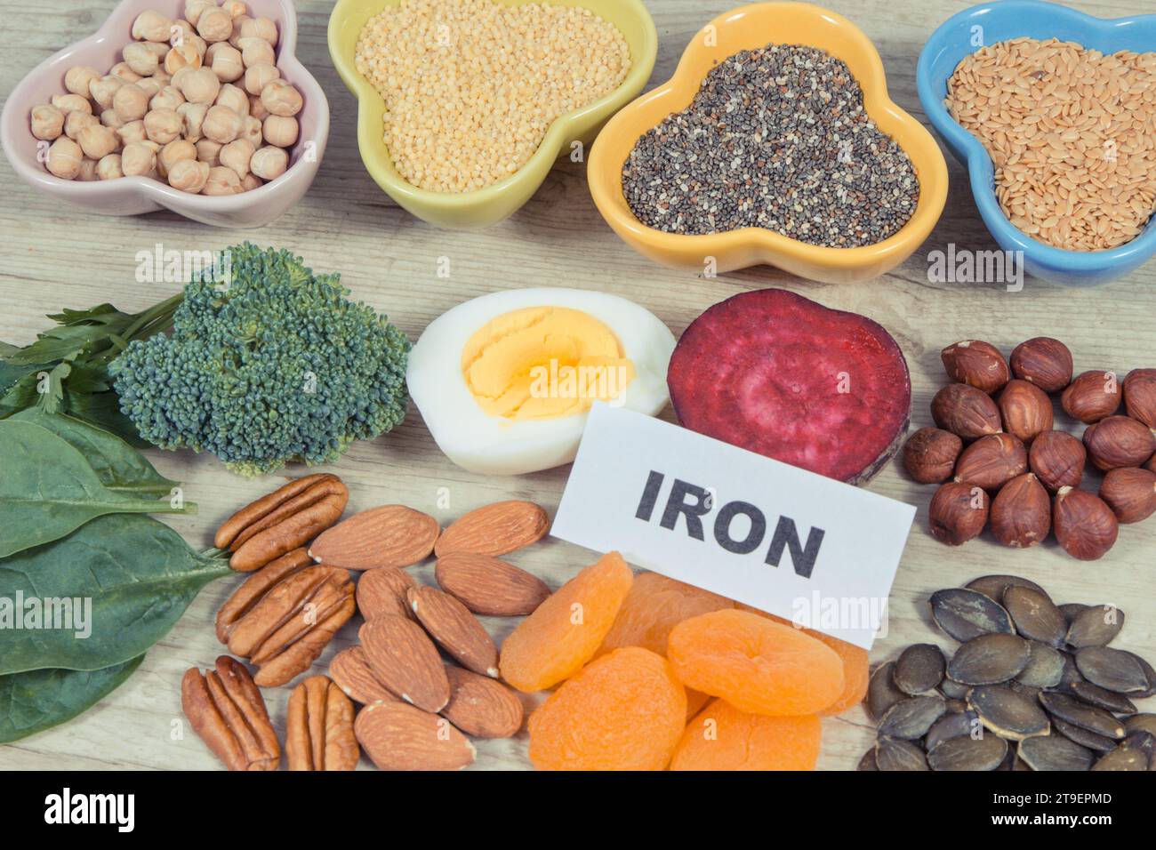 Healthy various nutritious ingredients as source natural iron, minerals ...