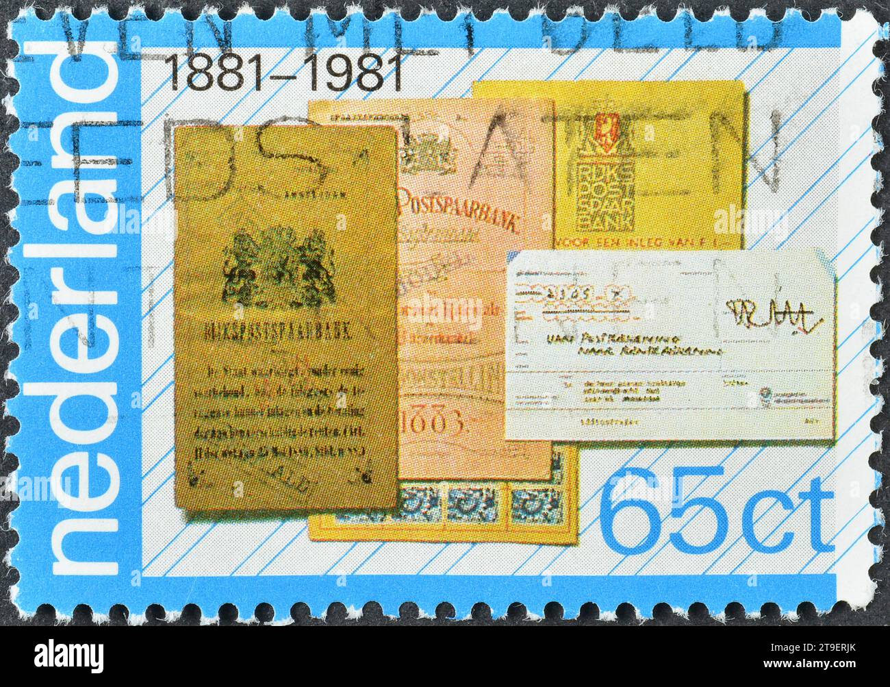 Cancelled postage stamp printed by Netherlands, that shows National ...