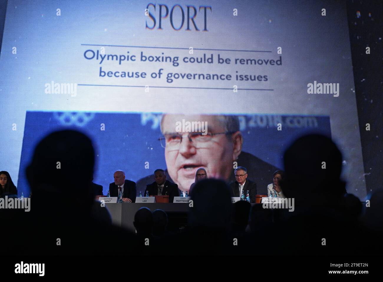 25 November 2023, Hesse, Frankfurt/Main: A headline with the photo of ...