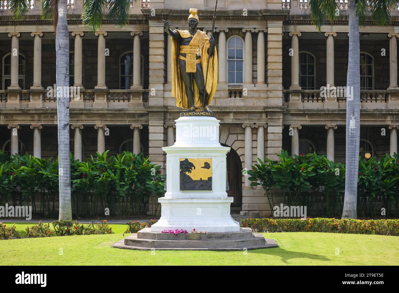 Estátua Do Rei Kamehameha Construindo Honolulu Oahu Hawaii