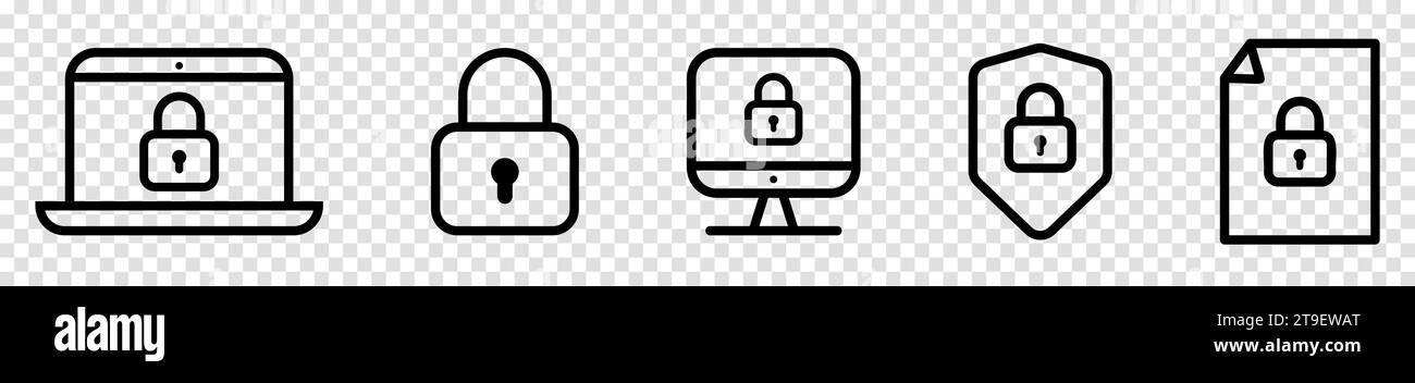 Security Line Icons Set Modern Outline Elements Graphic Design