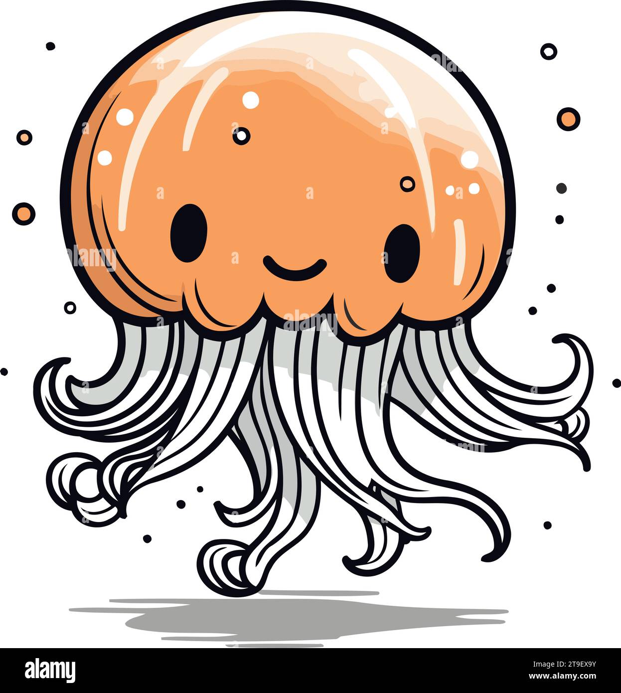 Cartoon jellyfish isolated on a white background. Vector illustration ...