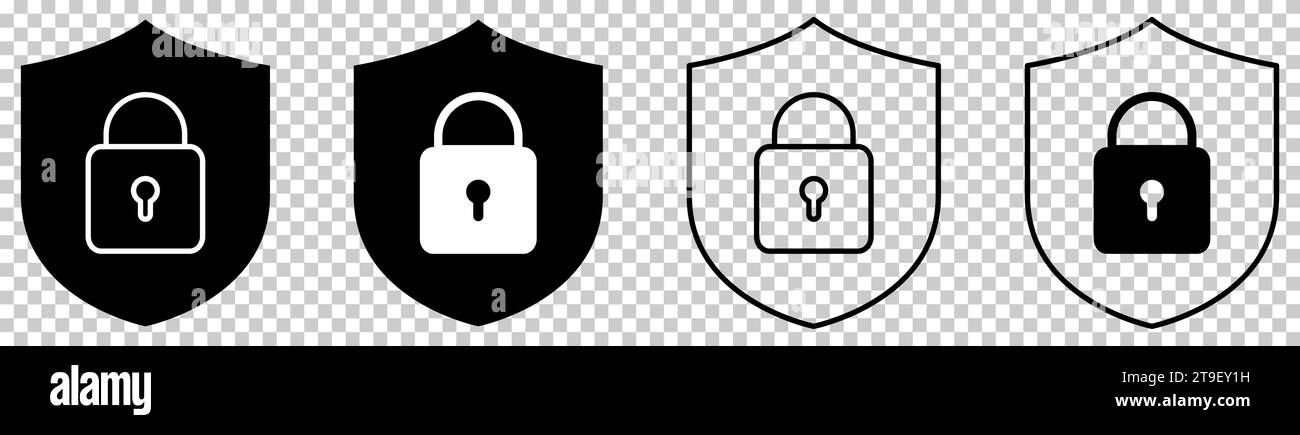 Security shield icons. Vector illustration isolated on transparent ...