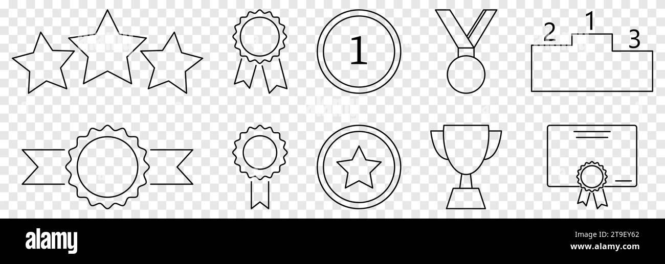 Set of award line icons. Achievement symbols. Vector illustration ...