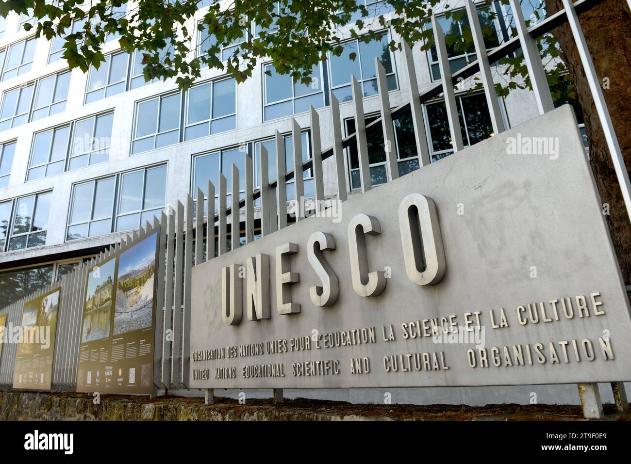Paris, France - August 30, 2019: The logo of the UNESCO on the main ...