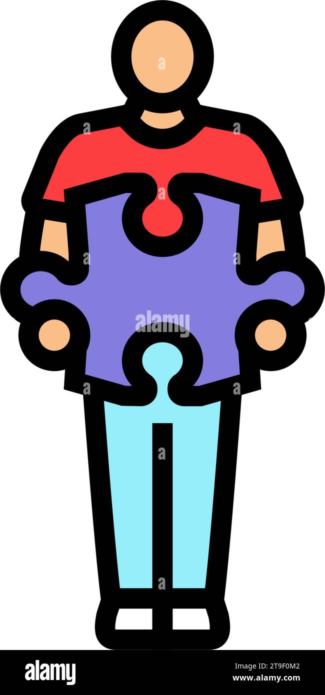 human jigsaw puzzle color icon vector illustration Stock Vector Image ...
