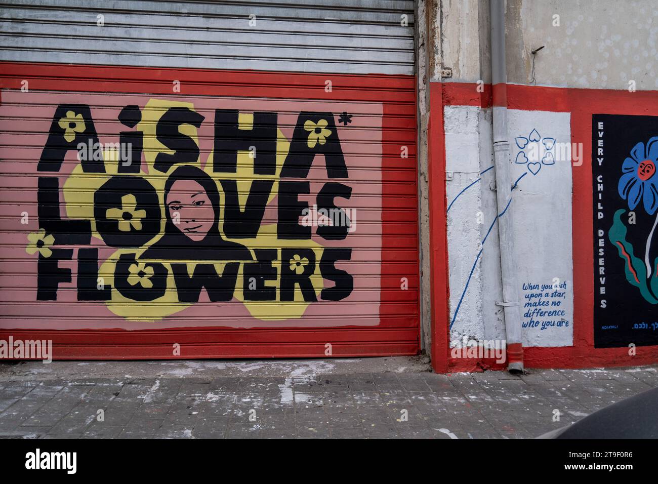 Tel Aviv, Israel. 22nd Nov, 2023. A mural about Aisha, a hostage being ...