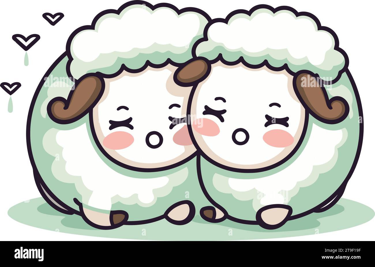 Cute sheep couple isolated on white background. Vector cartoon ...