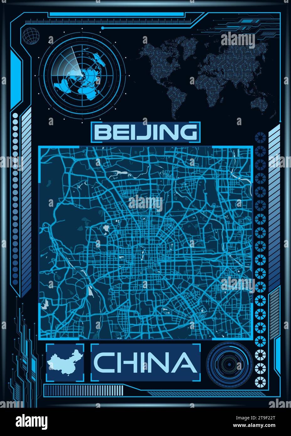 An illustration of an aerial map of Beijing, China Stock Photo - Alamy