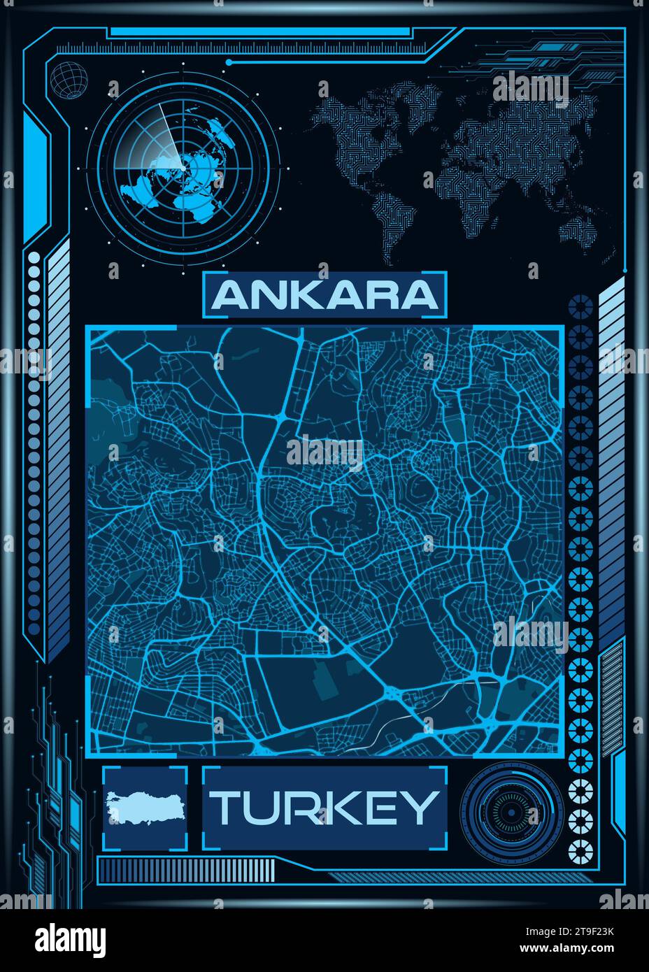 An illustration of an aerial map of Ankara, Turkey Stock Photo - Alamy