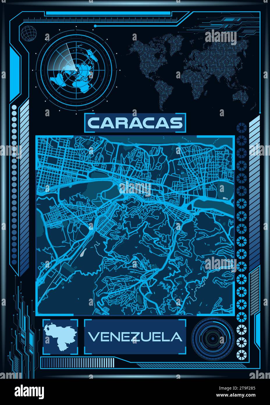 An illustration of an aerial map of Caracas, Venezuela Stock Photo - Alamy