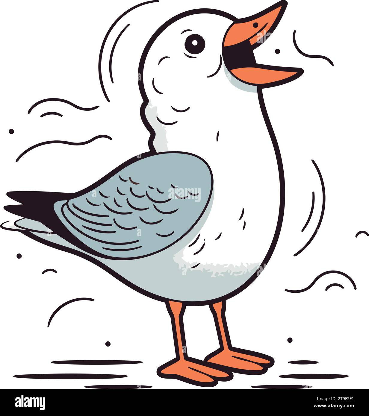Vector illustration of a cute seagull isolated on white background ...