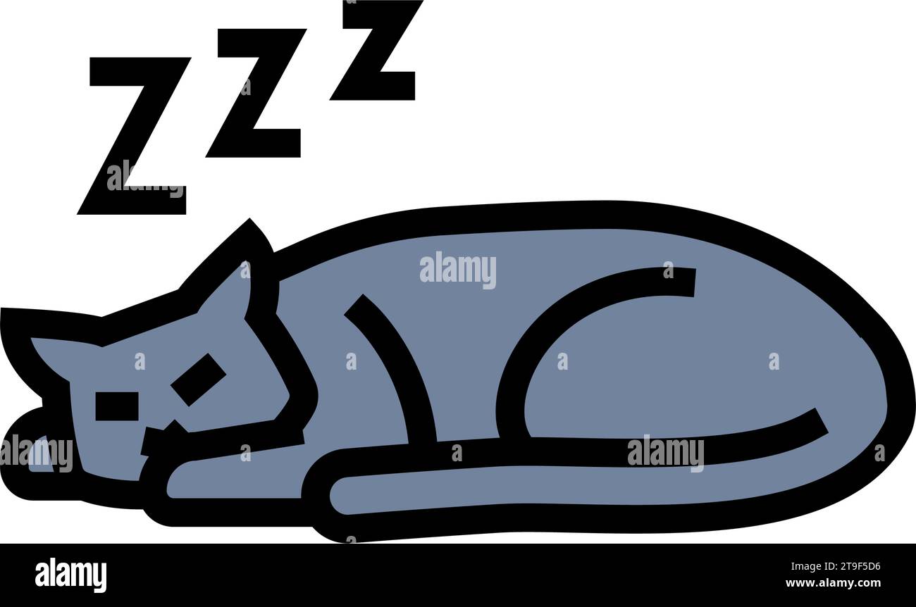 slumbering cat sleep night color icon vector illustration Stock Vector ...