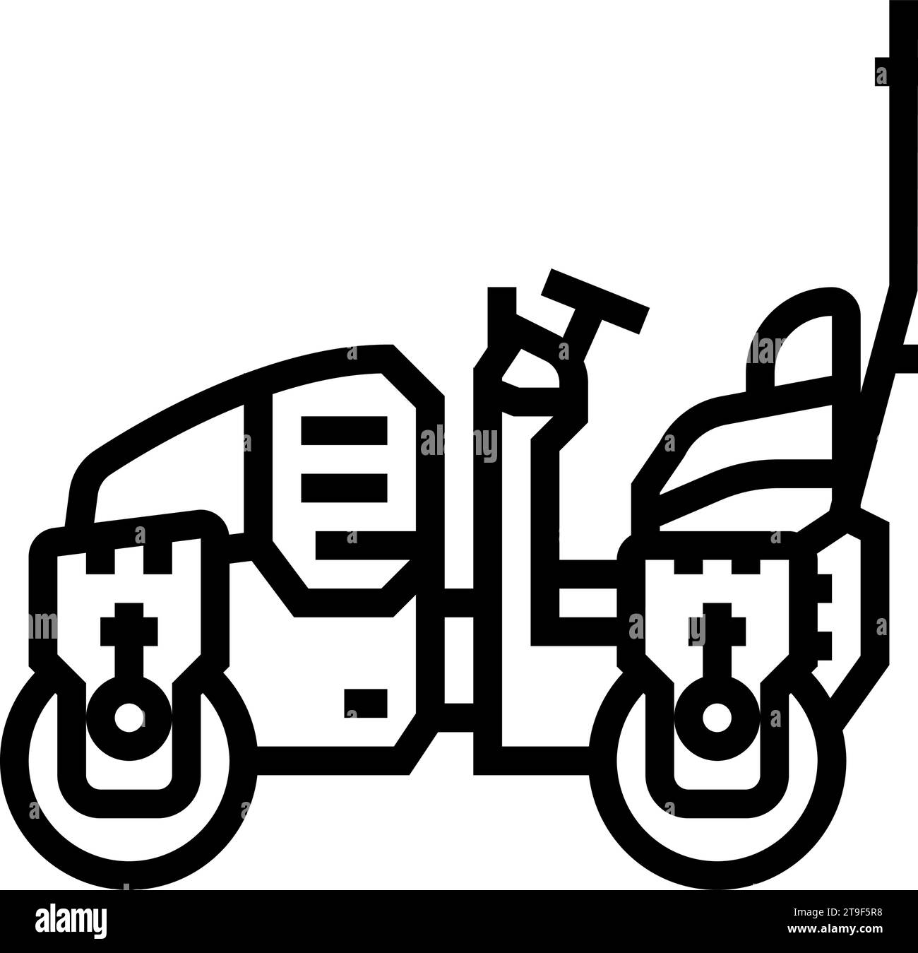 compaction roller construction vehicle line icon vector illustration ...