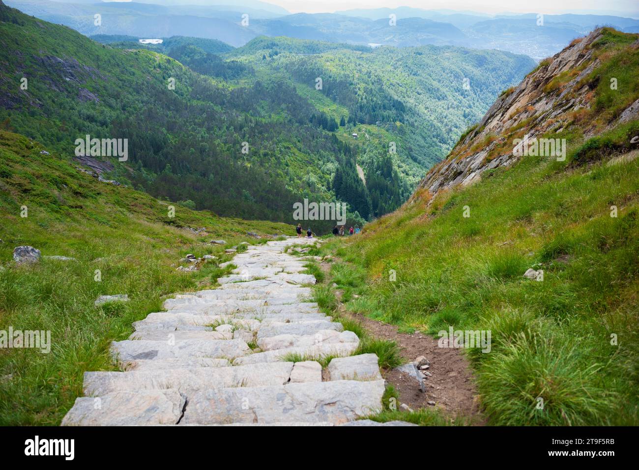 Bergen, Norway - June 23, 2023: The view looking down of the rock ...