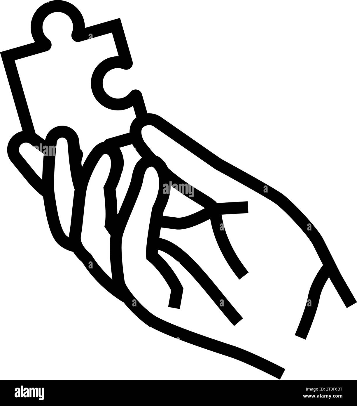 jigsaw hand puzzle line icon vector illustration Stock Vector Image ...