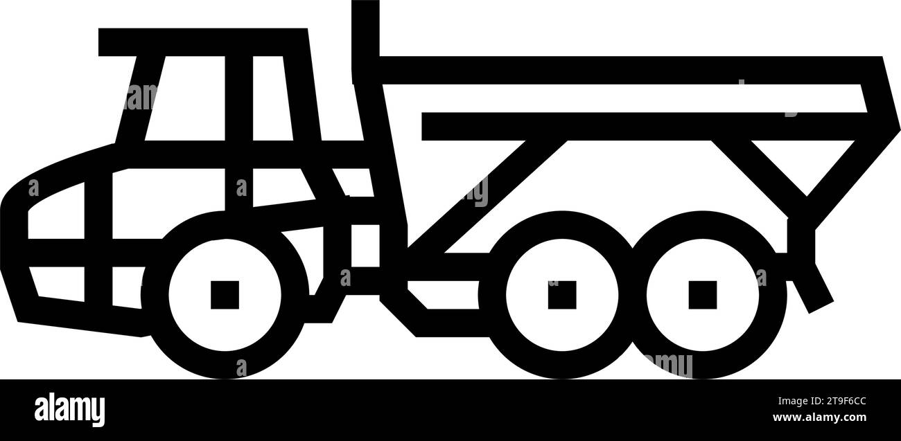 articulated hauler construction vehicle line icon vector illustration ...