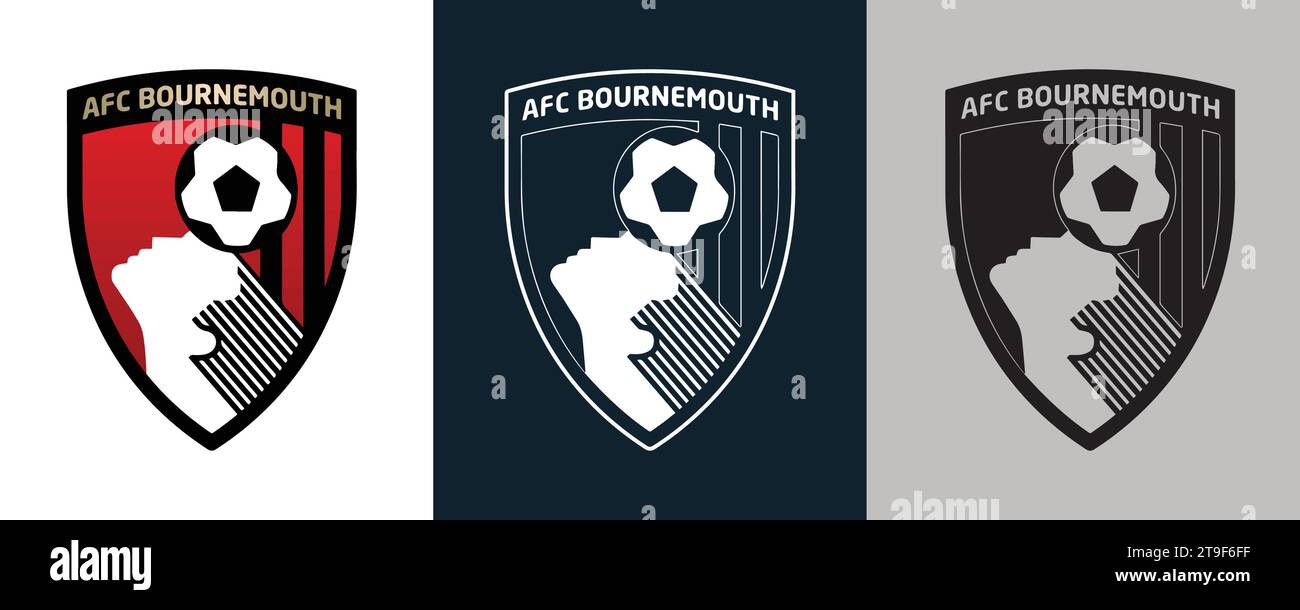 AFC Bournemouth Color Black and White 3 Style Logo English professional ...