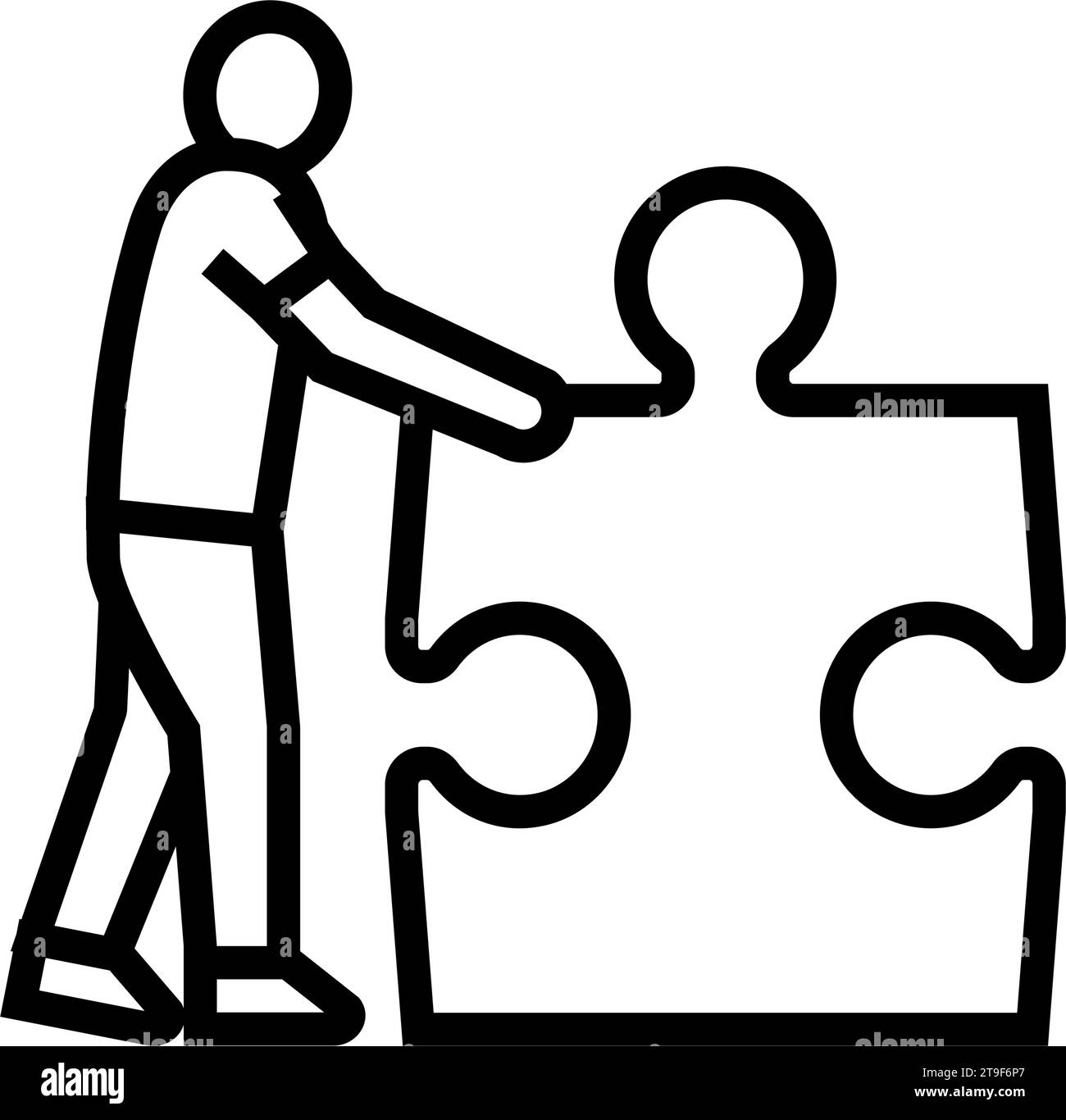 jigsaw human puzzle line icon vector illustration Stock Vector Image ...