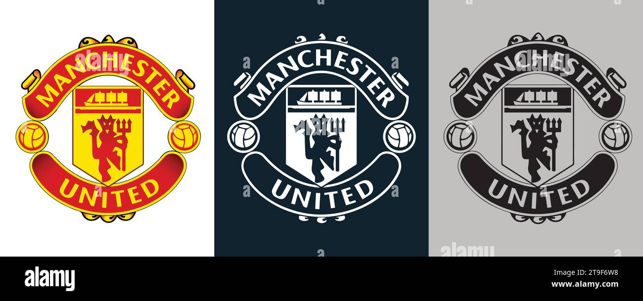 Manchester United FC Color Black and White 3 Style Logo English ...