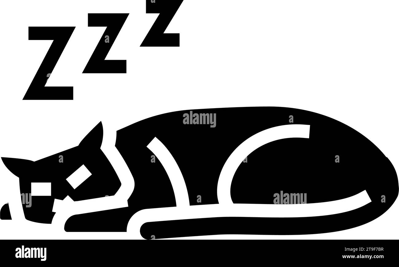 slumbering cat sleep night glyph icon vector illustration Stock Vector ...