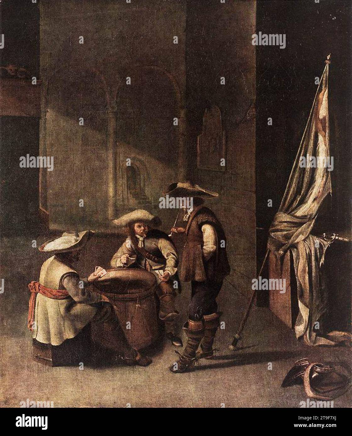 Guardroom with Soldiers Playing Cards - by Jacob Duck Stock Photo - Alamy